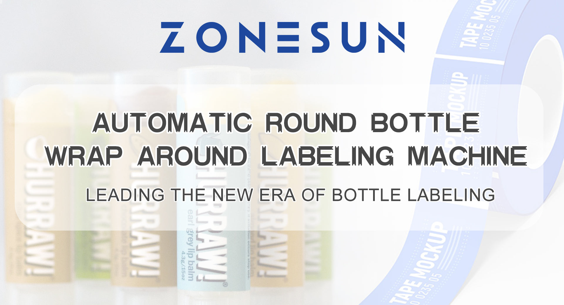 ZONESUN ZS-TB823 Automatic Round Bottle Wrap Around Labeling Machine: