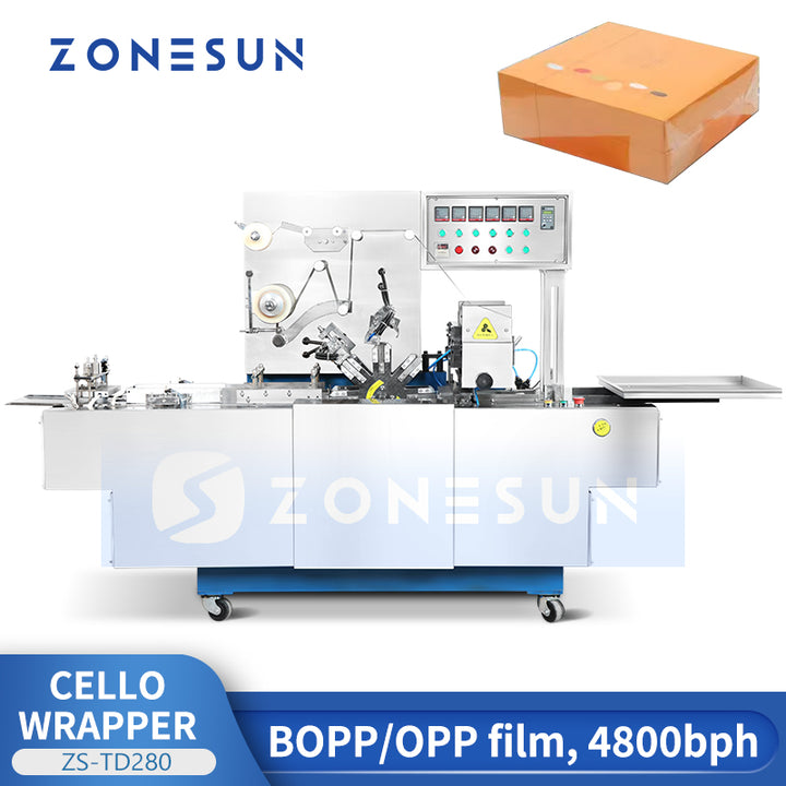 ZONESUN ZS-TD280 Automatic Cellophane Wrapping Machine – 30–80 pcs/min