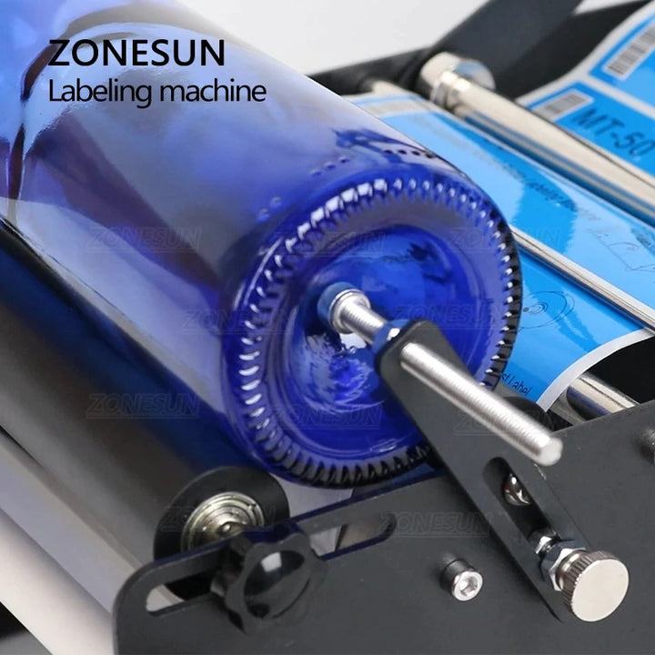ZONESUN ZS-50W Sleeve Manual Mineral Water Plastic Round Bottle Labeling Machine For Round ...